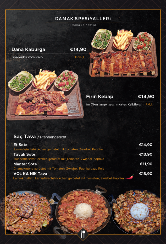 Menü & Preise | Damak Restaurant Wien